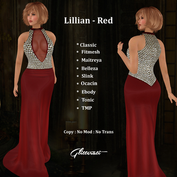Second Life Marketplace - ! Glitterati ! - Lillian - Red